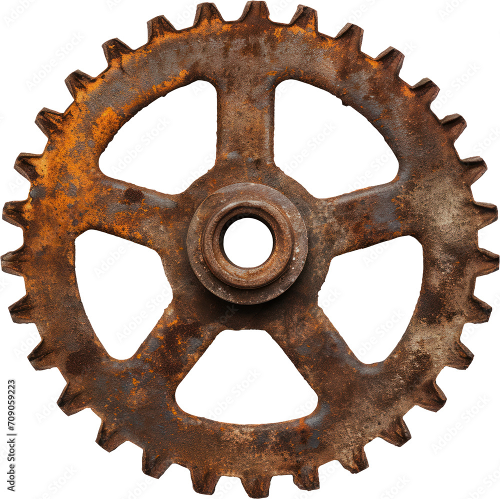 Rusty old cog wheel transparent background PNG clipart Stock Photo ...