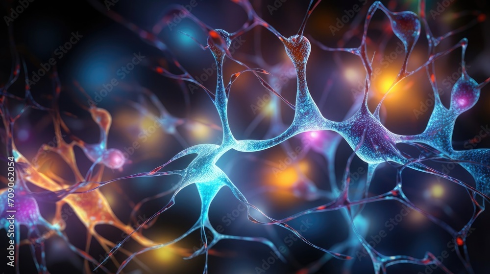 Neurons, the movement of electrical signals in the head. Background of ...