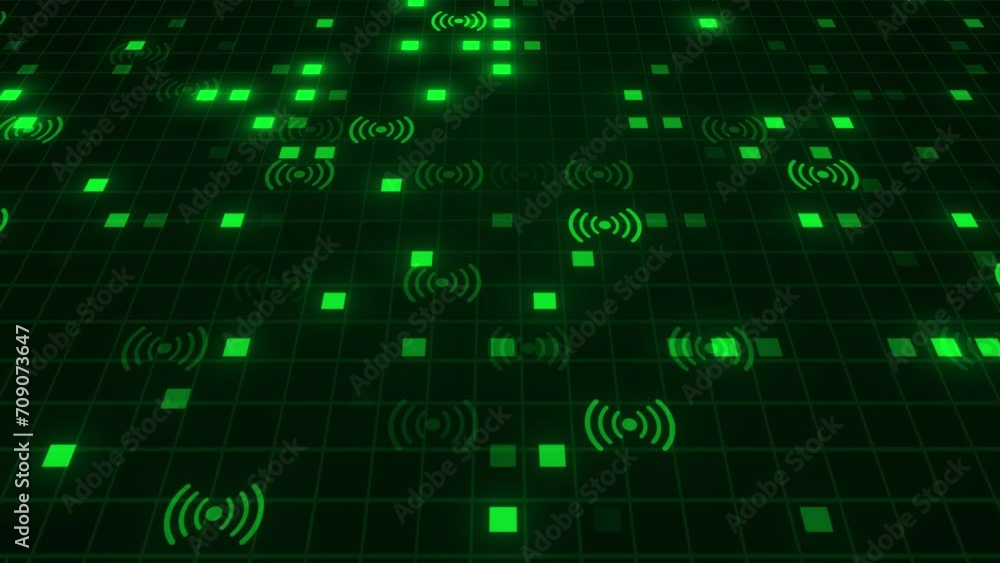 Wireless Hotspot Network And Sharing High Tech Digital Background. Neon ...