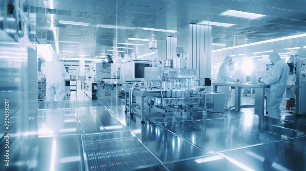 Within a well-lit, state-of-the-art semiconductor production ...