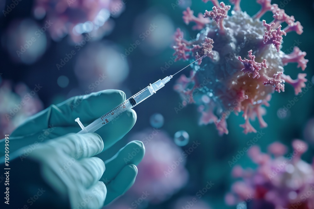 Structure of a bacterial cell with a syringe in the doctor's hand Stock ...
