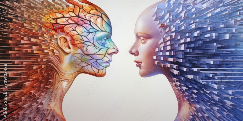 Man and woman, face to face, embody interconnectedness of human life ...