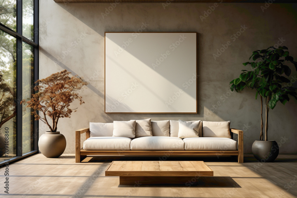 A minimalist's delight, this interior boasts walls in different colors ...