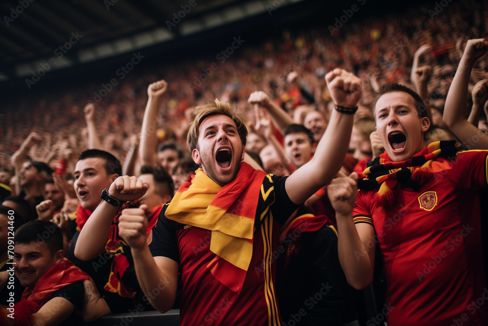 Soccer football sport fans cheering in stadium Stock Photo | Adobe Stock