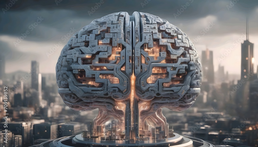 Cross section of the human brain, showcasing different regions and ...