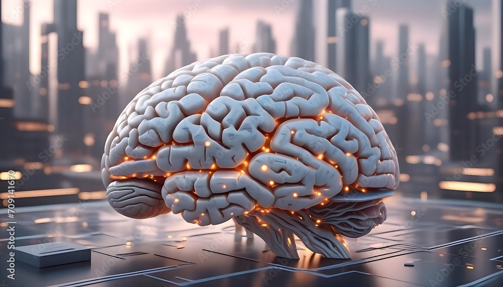 Cross section of the human brain, showcasing different regions and ...