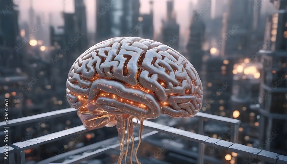 Cross section of the human brain, showcasing different regions and ...
