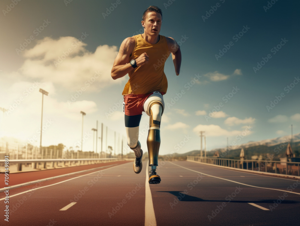 running male athlete with prosthetics Stock Photo | Adobe Stock
