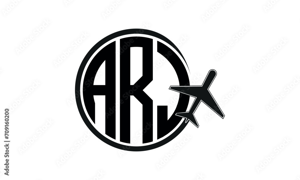 ARJ three initial letter circle tour & travel agency logo design vector ...