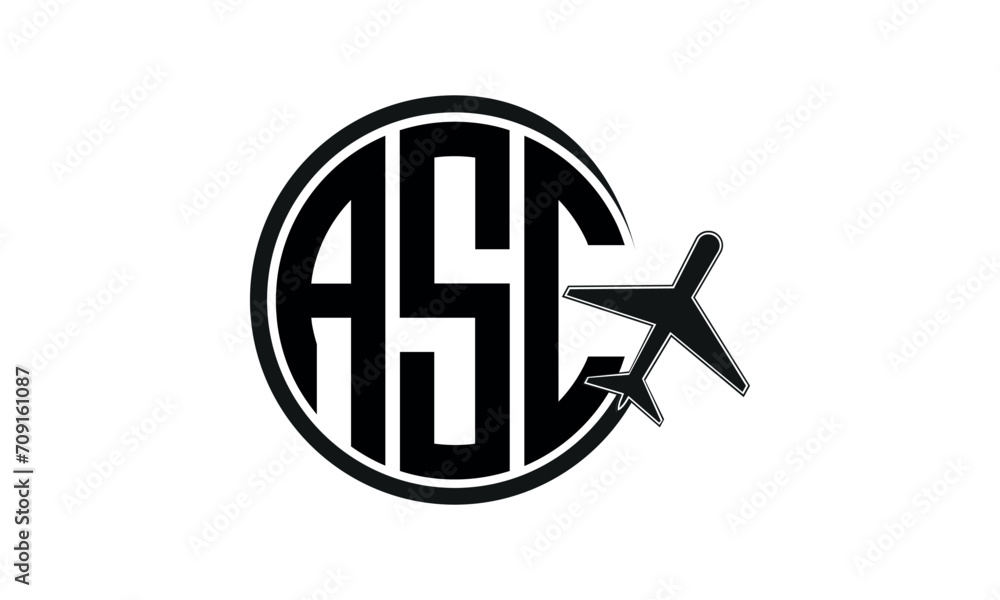 ASC three initial letter circle tour & travel agency logo design vector ...