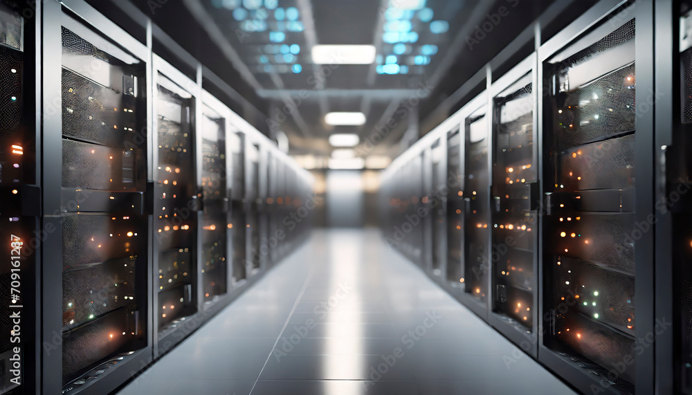 server room data center with rows of server racks for digital data ...