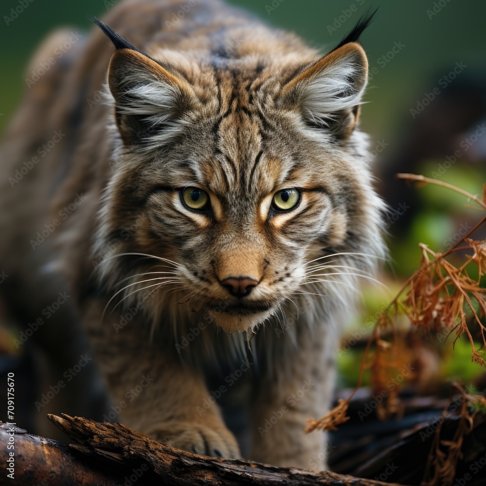 Aggressive lynx Realistic photo of a big cat with predatory eyes ...