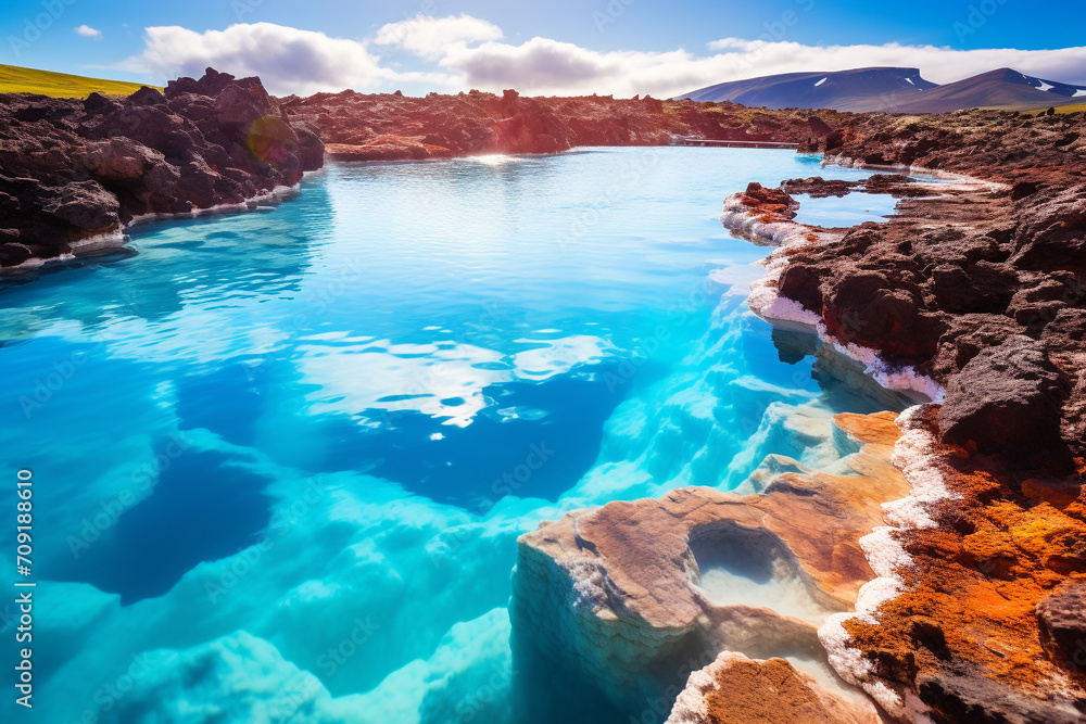 geothermal splendor and tranquility of Blue Lagoon, embodying warm and ...