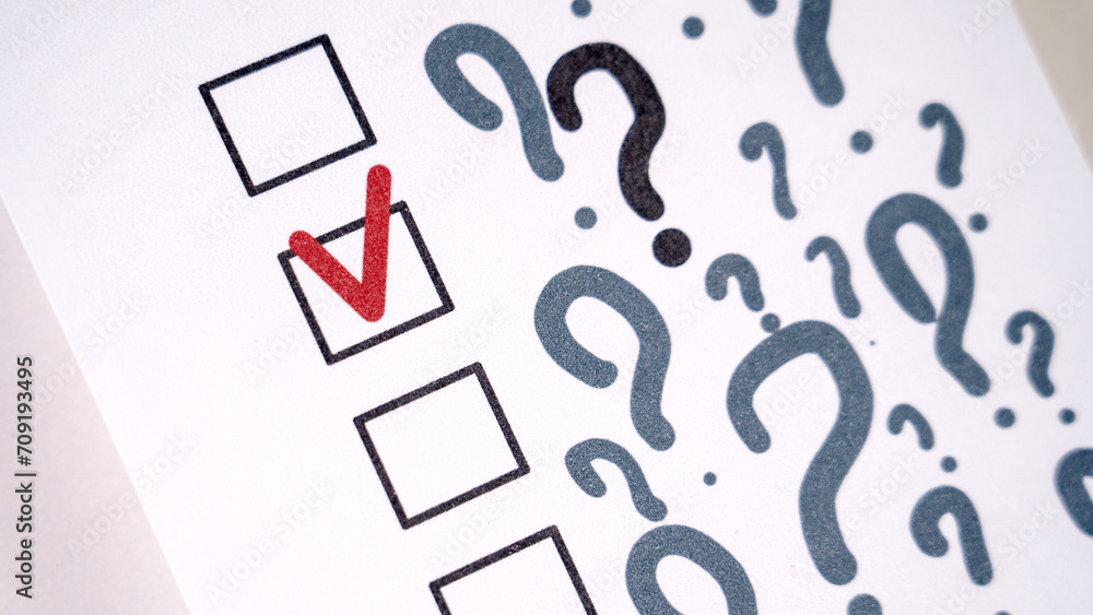 Question mark, Concept of selection checkbox and exclamation mark on a ...