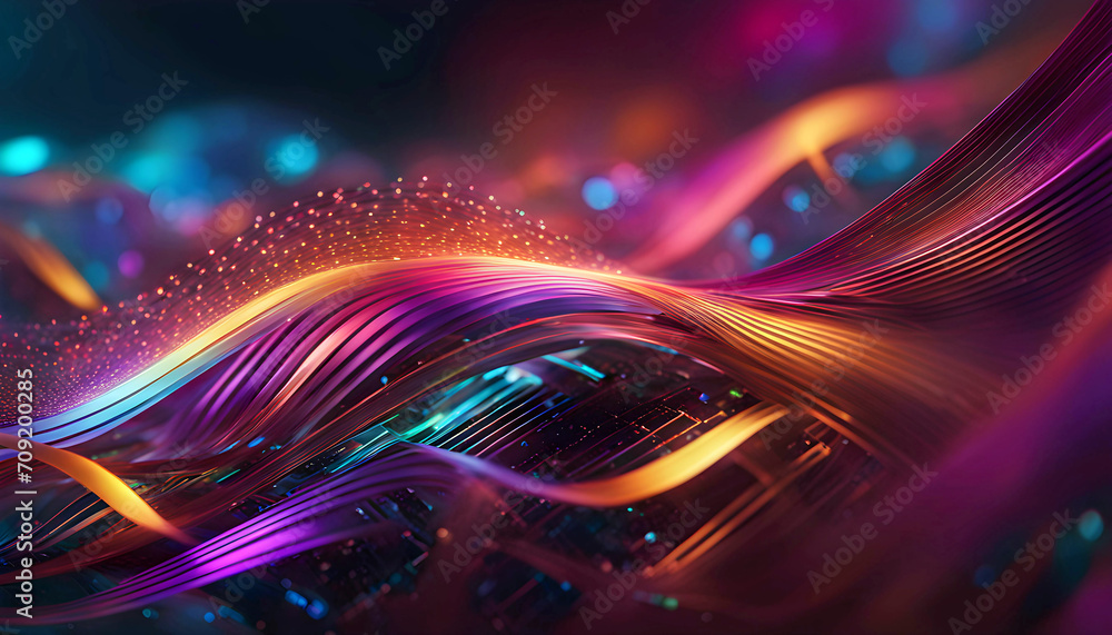 Digital abstract background of technological processes, neural networks ...