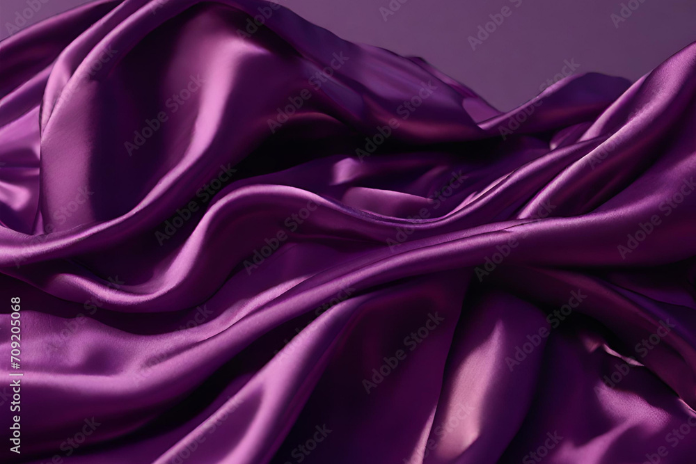 Beautiful a royal purple silk cloth floating flying in the air, cloth ...