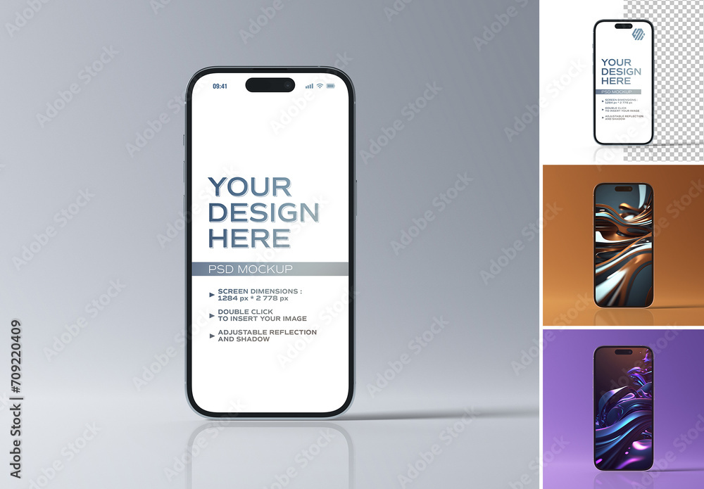 Smartphone On Empty Background With Editable Color Mockup Stock ...