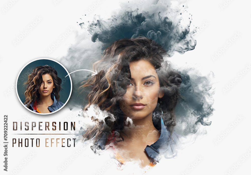 Smoke Dispersion Photo Effect Mockup Stock Template | Adobe Stock