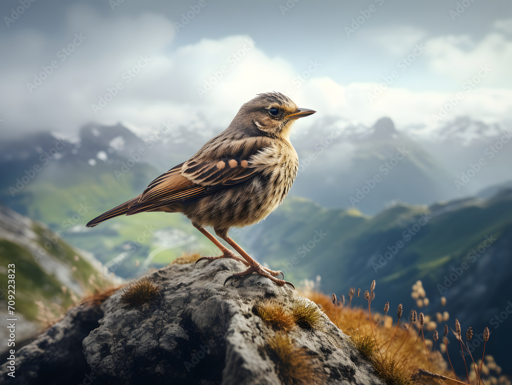 Against a breathtaking backdrop of rugged mountains and endless sky, a ...