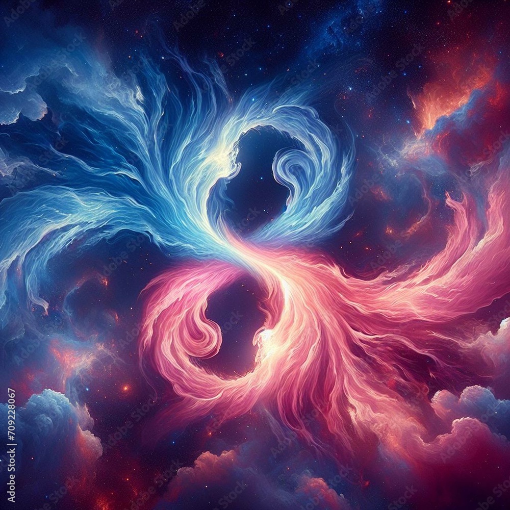 Twin flame couple. Soulmates. The concept of magical, esoteric, tantric ...