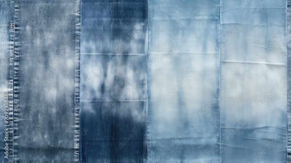 Acid Wash Denim: Textured Acid-Wash Denim Background with Blue and ...