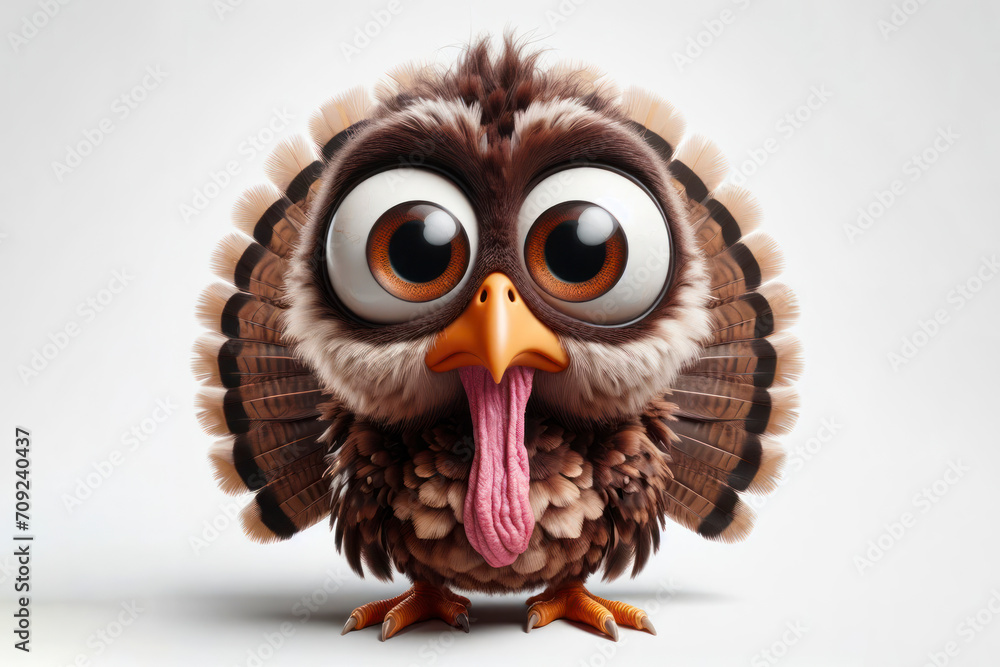 full body Funny Portrait of surprised turkey with bulging big eyes on ...