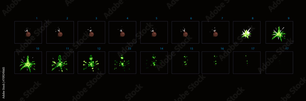 Bomb burst effect animation. Sprite sheet of bomb burst effect ...