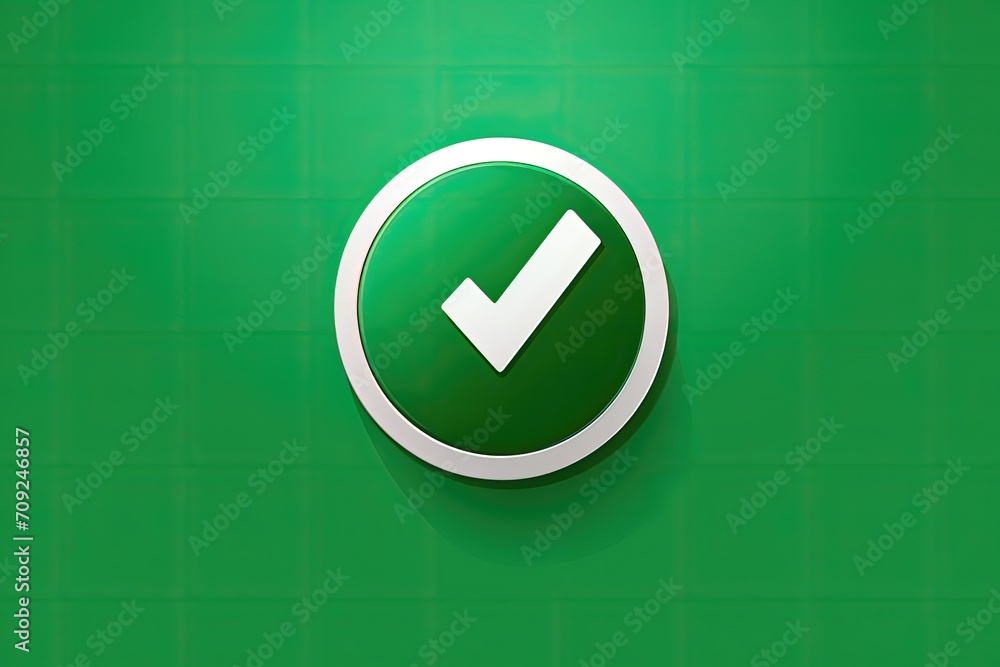 Green check mark icon on a white circle, green background. Stock Photo ...