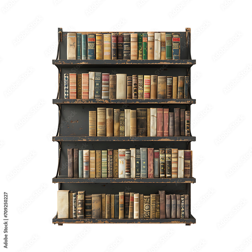 Vintage bookshelf on transparent background PNG Stock Photo | Adobe Stock