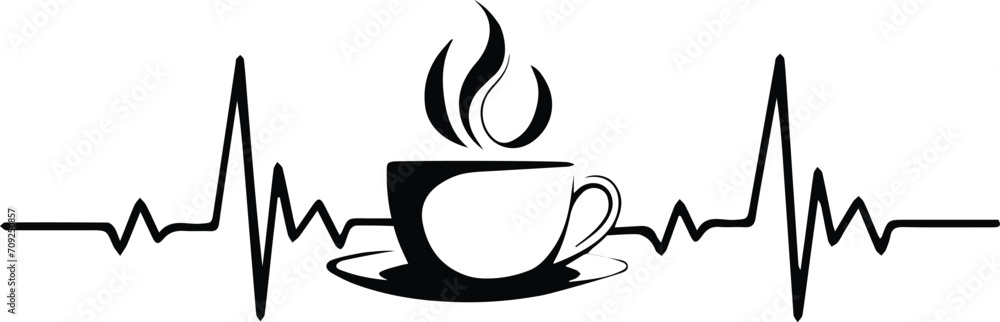 Coffee line, Coffee Heartbeat Line SVG Files | ECG EKG Cut Files ...