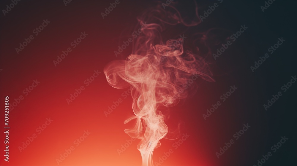 Whisps of smoke dance elegantly against a gradient red background ...