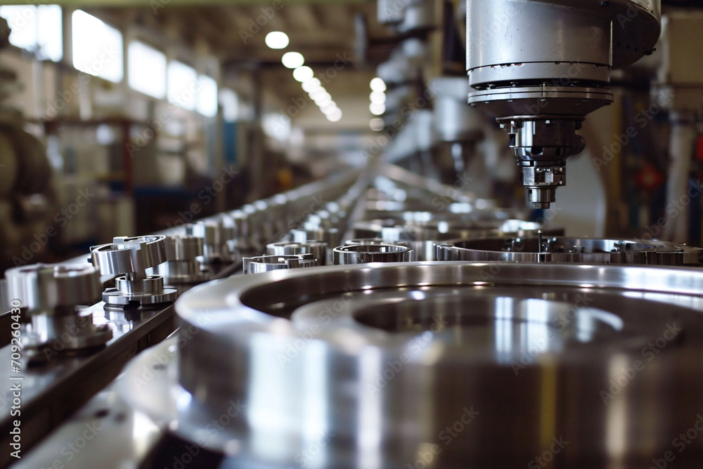 CNC Machine Crafting Metal Parts in Modern Industrial Setting ...