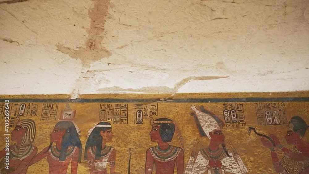 footage of Tomb of Tutankhamun KV62 Northern Wall Burial chamber in the ...