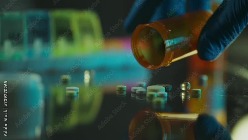 Stockvideo Treatment. A laboratory worker professionally lays out ...