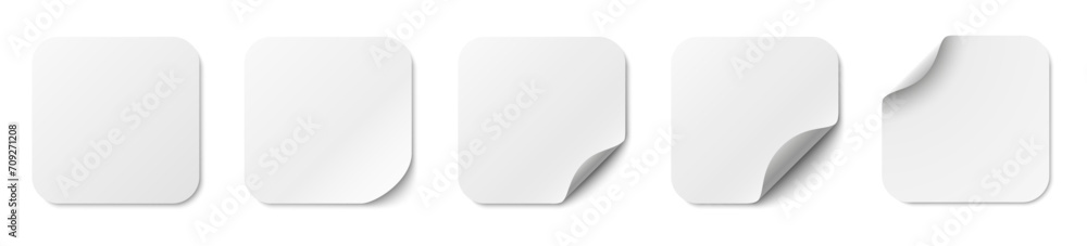 Paper stickers square with rounded edges adhesive. White tags, paper ...