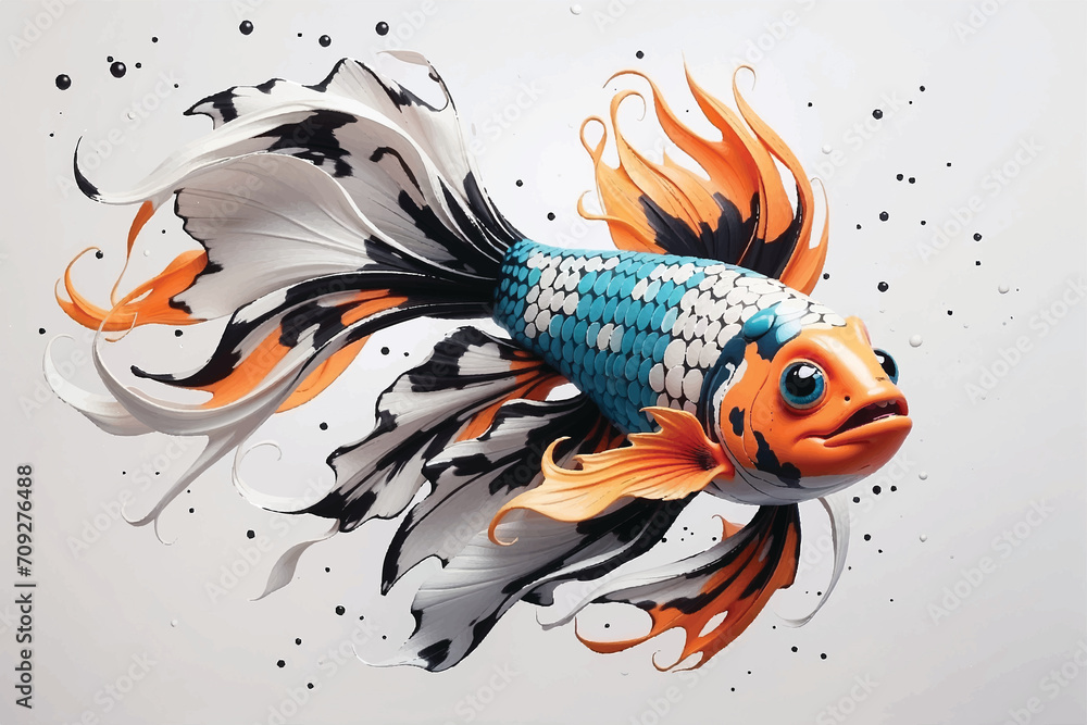 cartoon betta fish painting style Stock Illustration | Adobe Stock