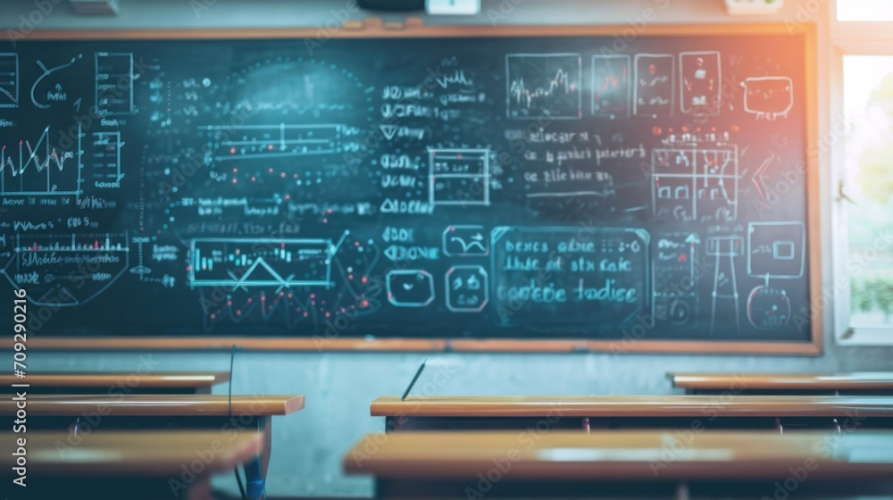 Artificial Intelligence AI-Driven Analytics in Classroom. Chalkboard ...