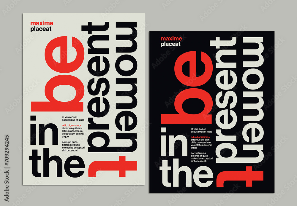 Swiss Poster Design Layout with Typography Collage Stock Template ...