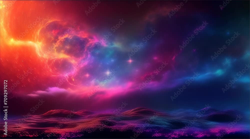 Colorful Space with Clouds and Stars, Celestial Background, Nebula Sky ...