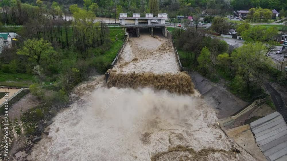 Hydroelectric power station spillway aerial view Hydroelectric power ... Hydroelectric power station spillway aerial view Hydroelectric power ...