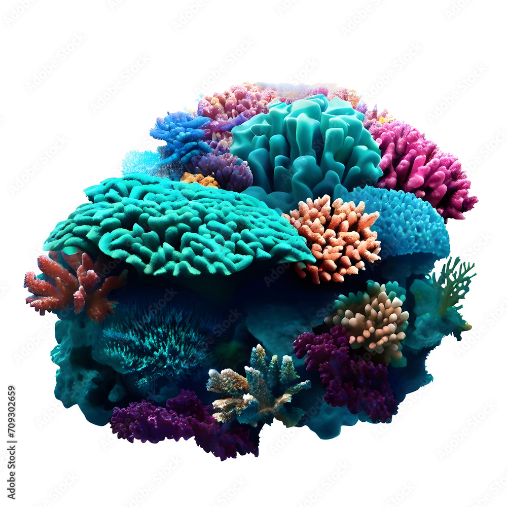 realistic Colorful Coral reef on transparent background png file Stock ...
