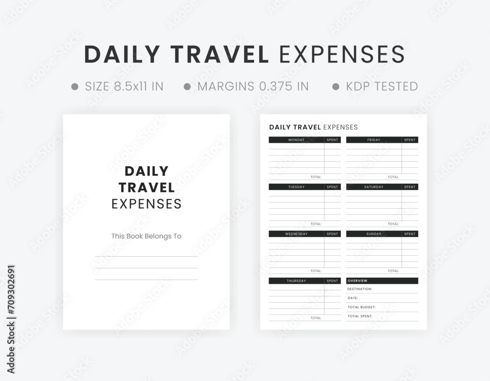 Printable Daily Travel Expenses Template, Vacation Expense Tracker List ...