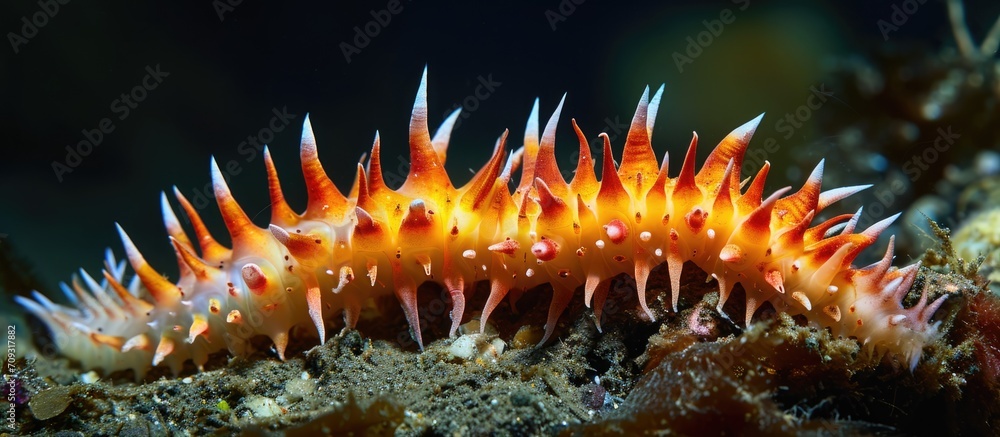 Underwater photography of a toxic spiky fireworm, belonging to ...