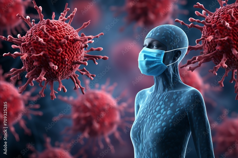 Virus microstructure in lungs. Scientific visualization of its impact ...