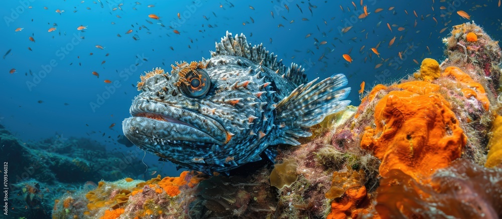 Image of stonefish in blue waters of San Cabo de Lucas, Baja California ...