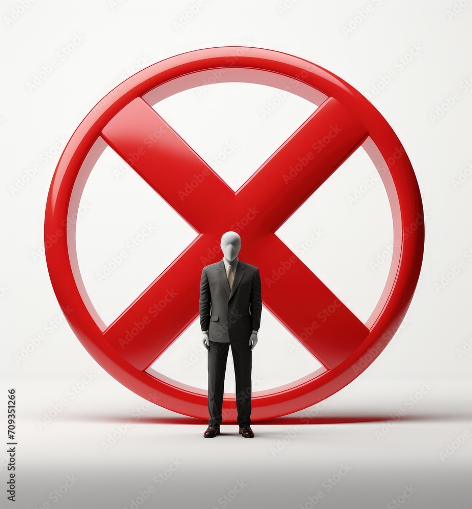 Banning entry: a 3d prohibition concept with a red x sign, a virtual ...