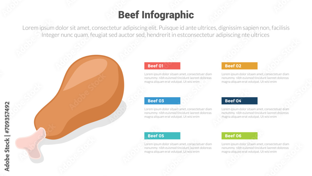 beef or meat food infographics template diagram with chicken drumstick ...