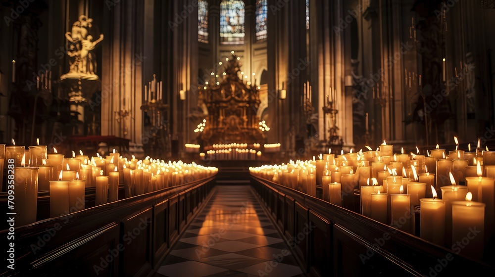 Mystical Lighting: The majestic cathedral glows with hundreds of ...