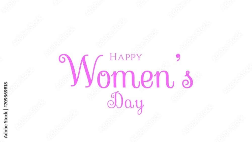 women's day lettering text animation with white background and green ...