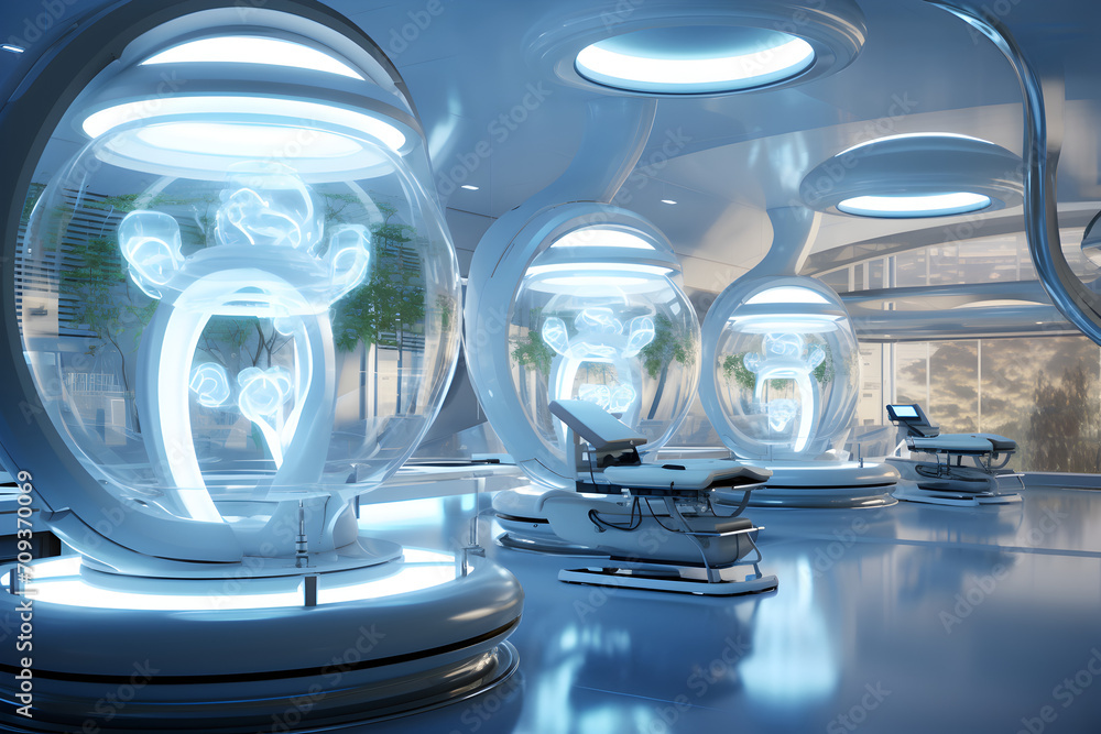 Futuristic medical facility, advanced healthcare center, modern ...